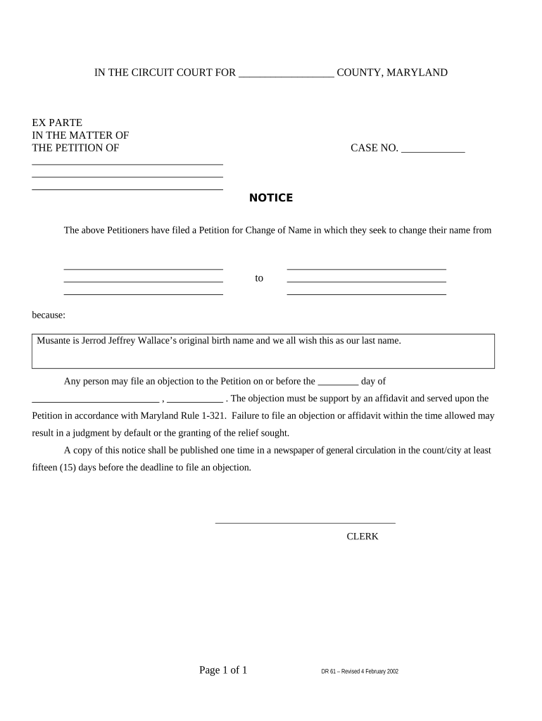 Maryland Name Change Doc Template PdfFiller
