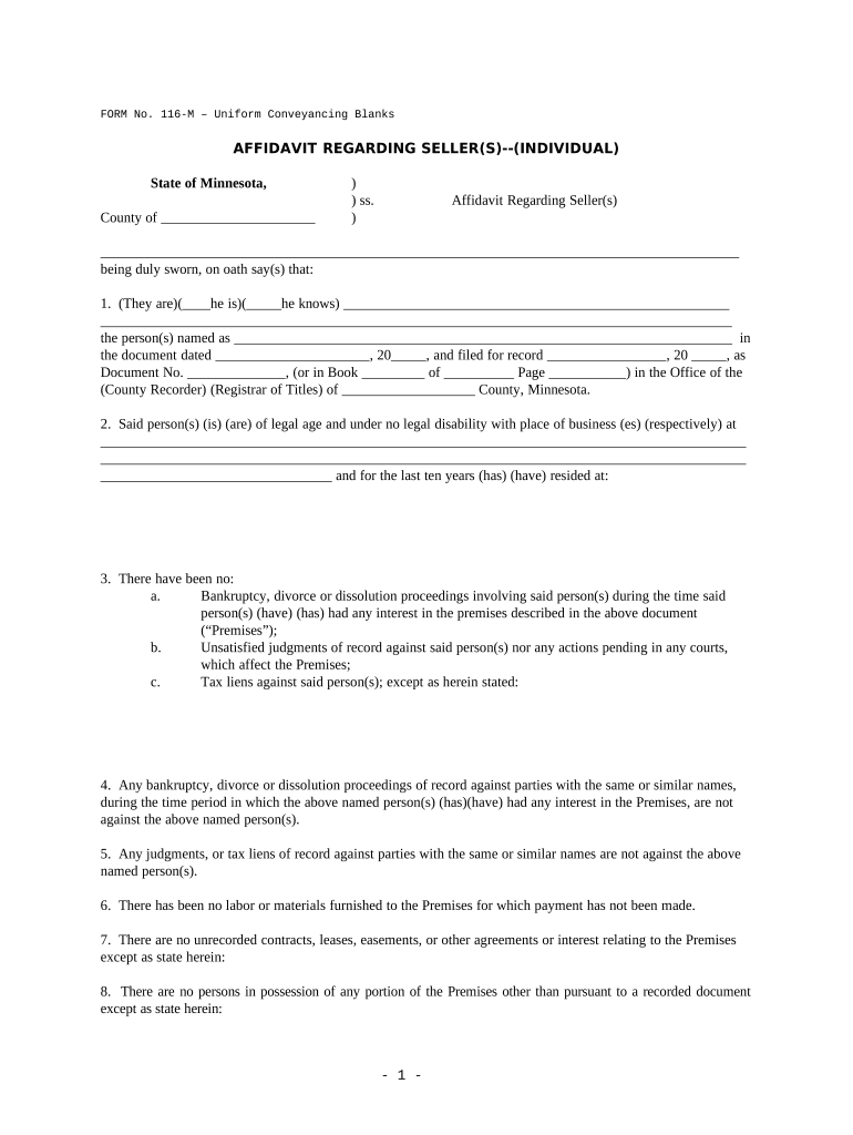Seller affidavit form: Fill out & sign online | DocHub