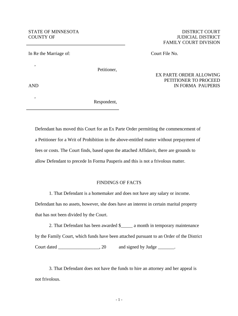 Ex Parte Form Fill Out Sign Online DocHub