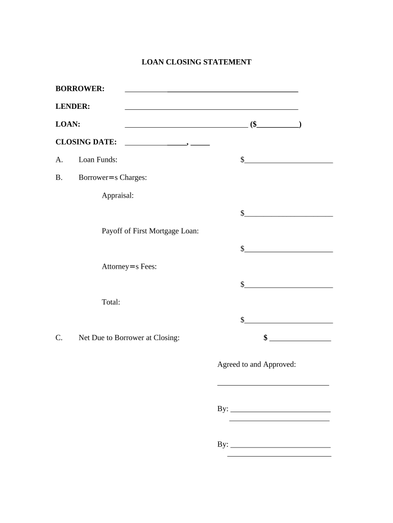 Closing Statement Doc Template PdfFiller