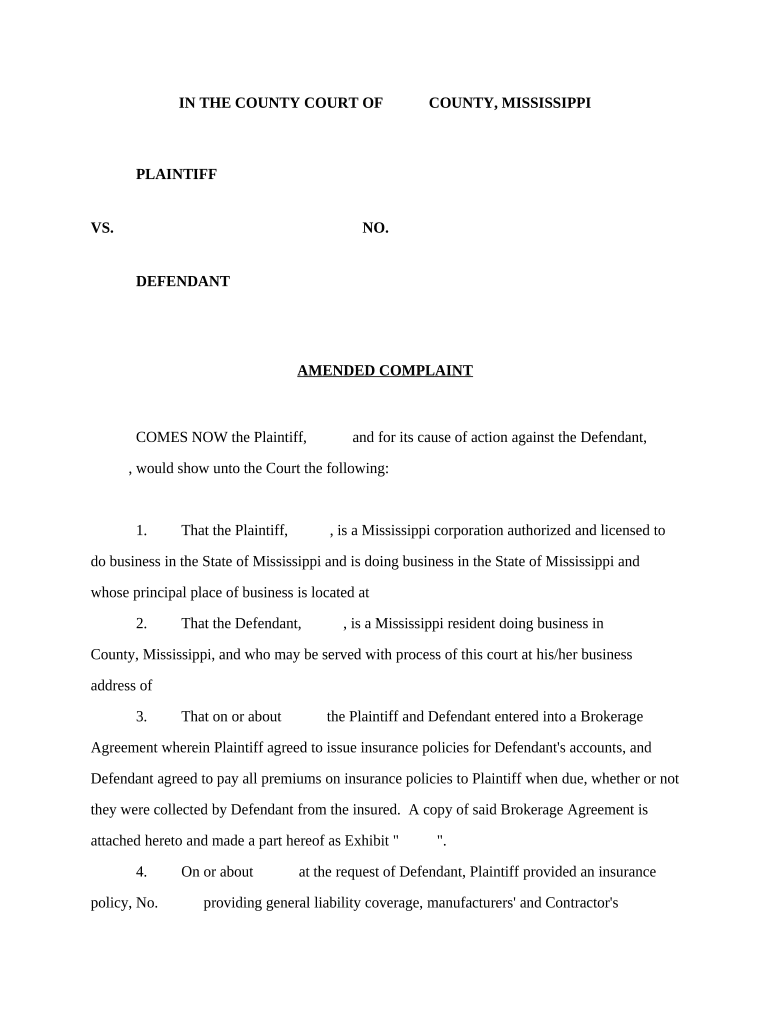 Amended Complaint Doc Template | pdfFiller