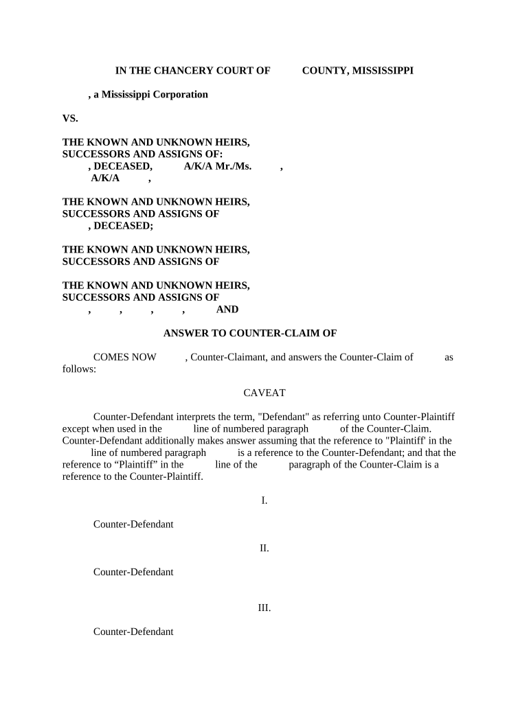 Answer to Counterclaim Doc Template | pdfFiller