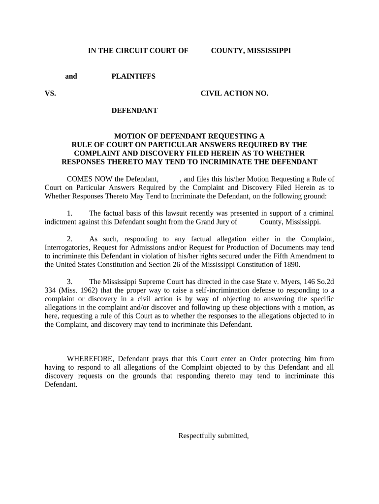 Motion Doc Template | pdfFiller