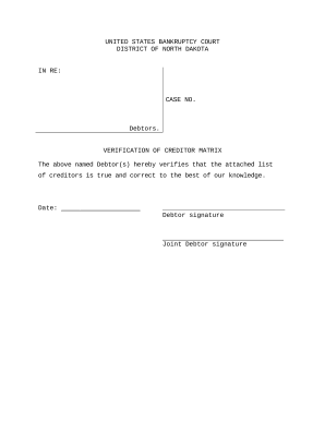 Verification of Matrix Pro Se - North Dakota Doc Template | pdfFiller