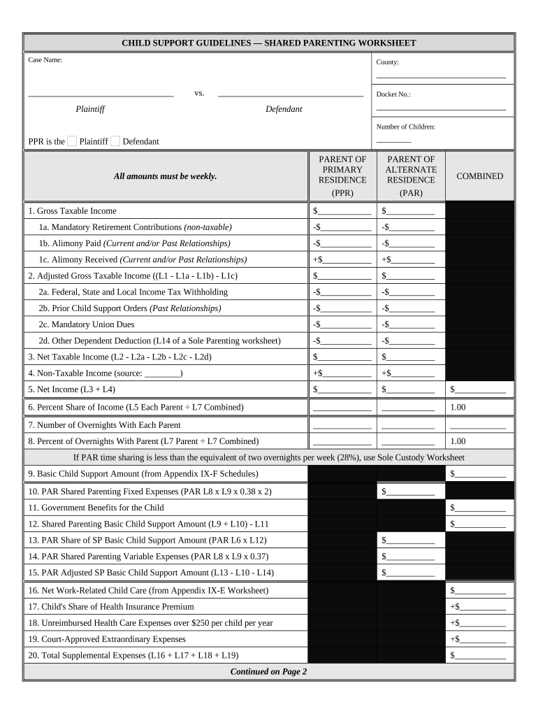 Nj Child Support Guidelines Doc Template PdfFiller