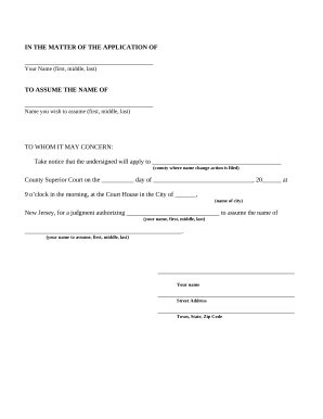 New Jersey Name Change Application - Blank Fillable Template | Fill Out ...