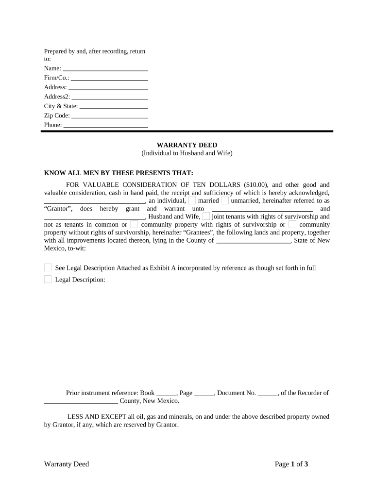 Warranty deed new mexico: Fill out & sign online | DocHub