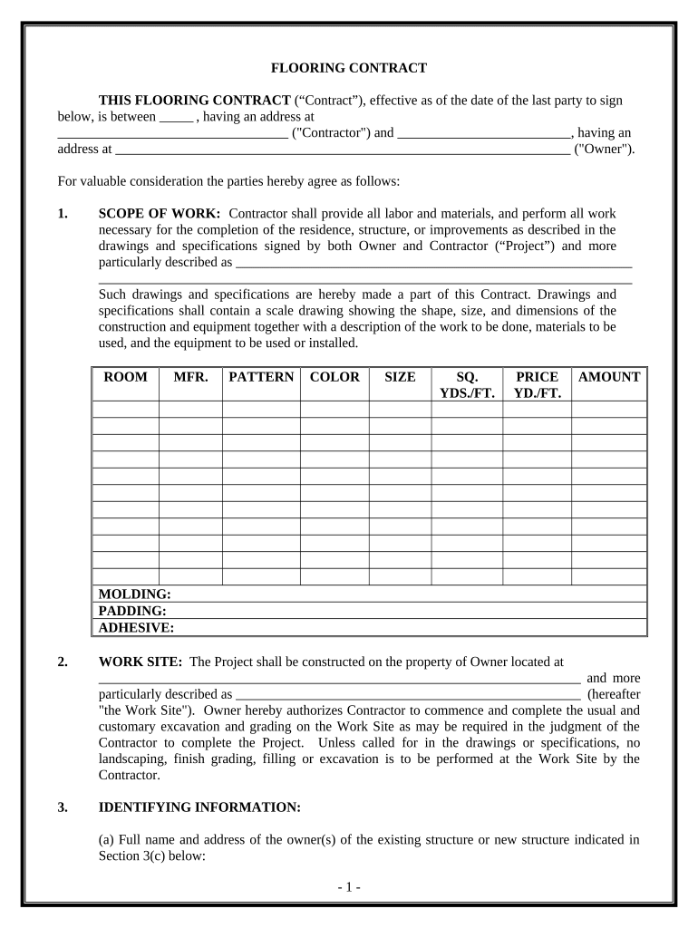 Flooring Contract Template Doc Template PdfFiller