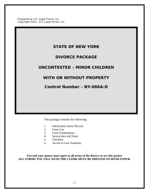New York Uncontested Divorce Package for Dissolution of Marriage for ...