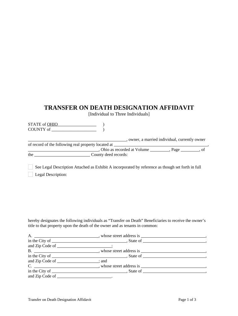 Transfer on Death Designation Affidavit - TOD - Individual Affiant to ...