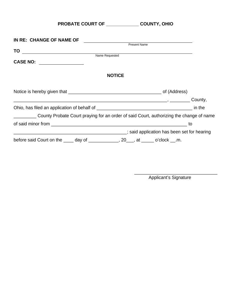 ohio name change Doc Template | pdfFiller