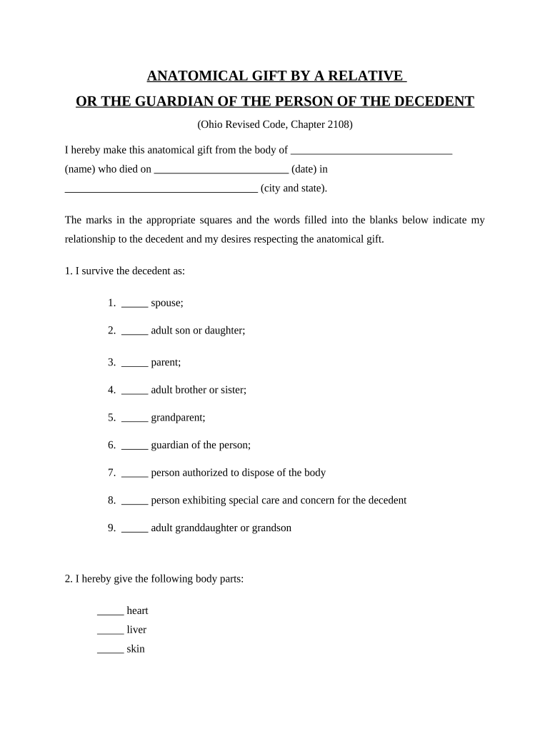 I hereby make an anatomical gift: Fill out & sign online | DocHub