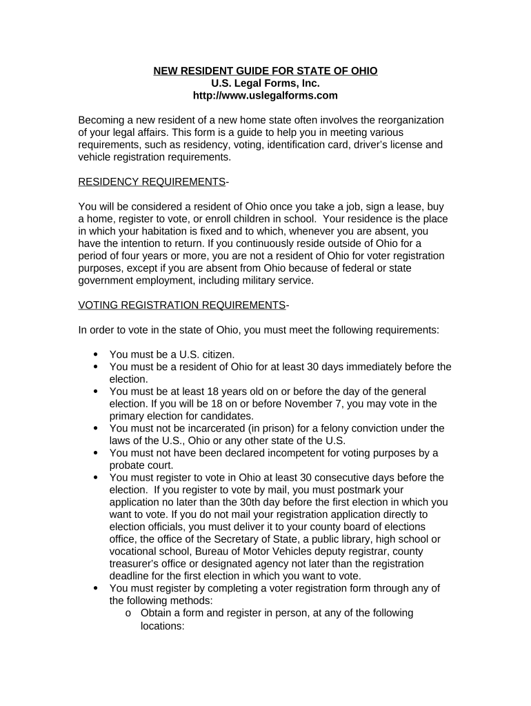 New Resident Guide - Ohio: Fill out & sign online | DocHub