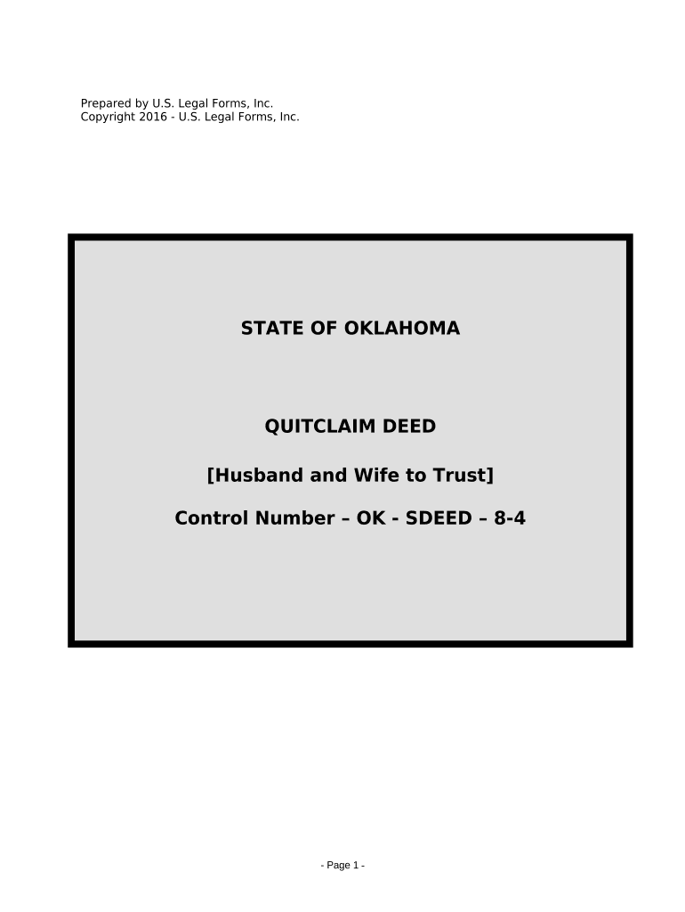 Quitclaim Deed from Husband and Wife to Trust - Oklahoma: Fill out ...