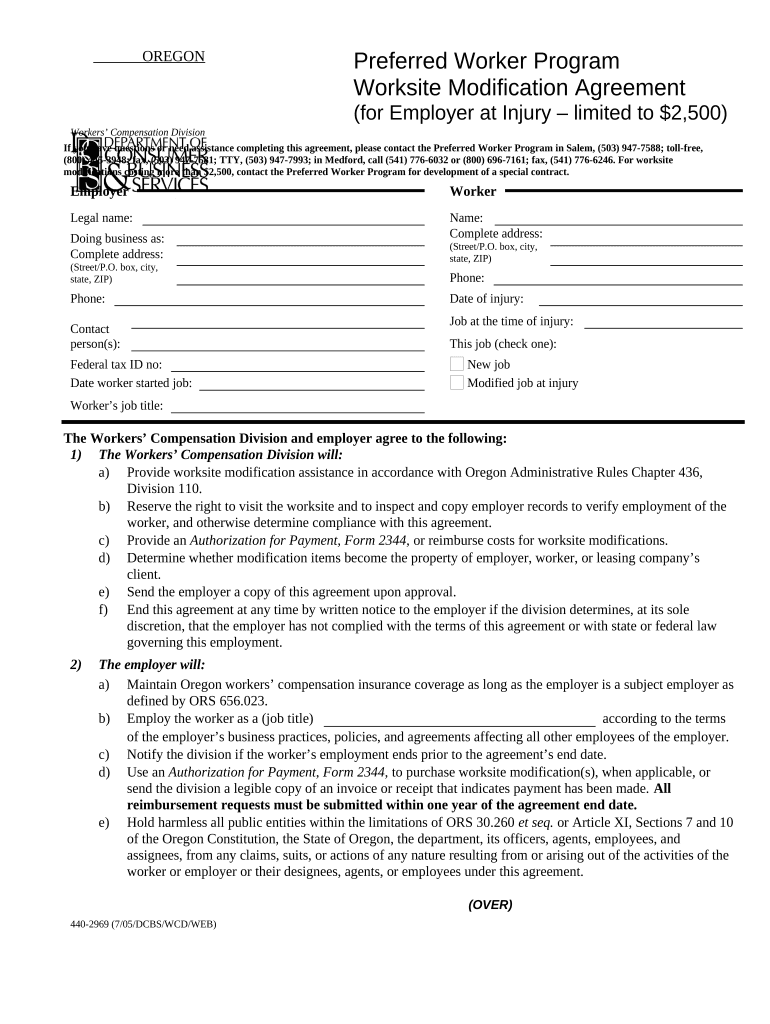 oregon worker injury Doc Template | pdfFiller