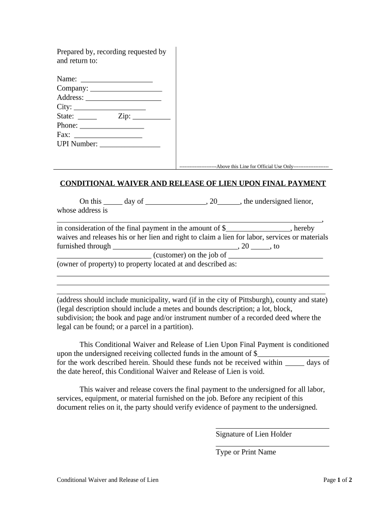 release lien payment Doc Template | pdfFiller