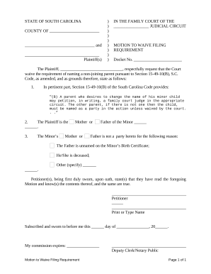 south carolina filing requirement Doc Template | pdfFiller