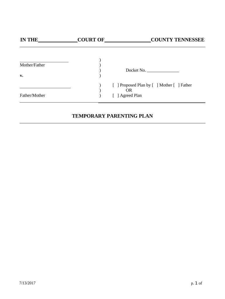 Tennessee Parenting Plan Sample Doc Template PdfFiller