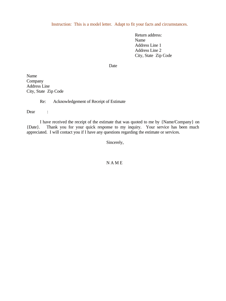 Receipt Letter Doc Template PdfFiller
