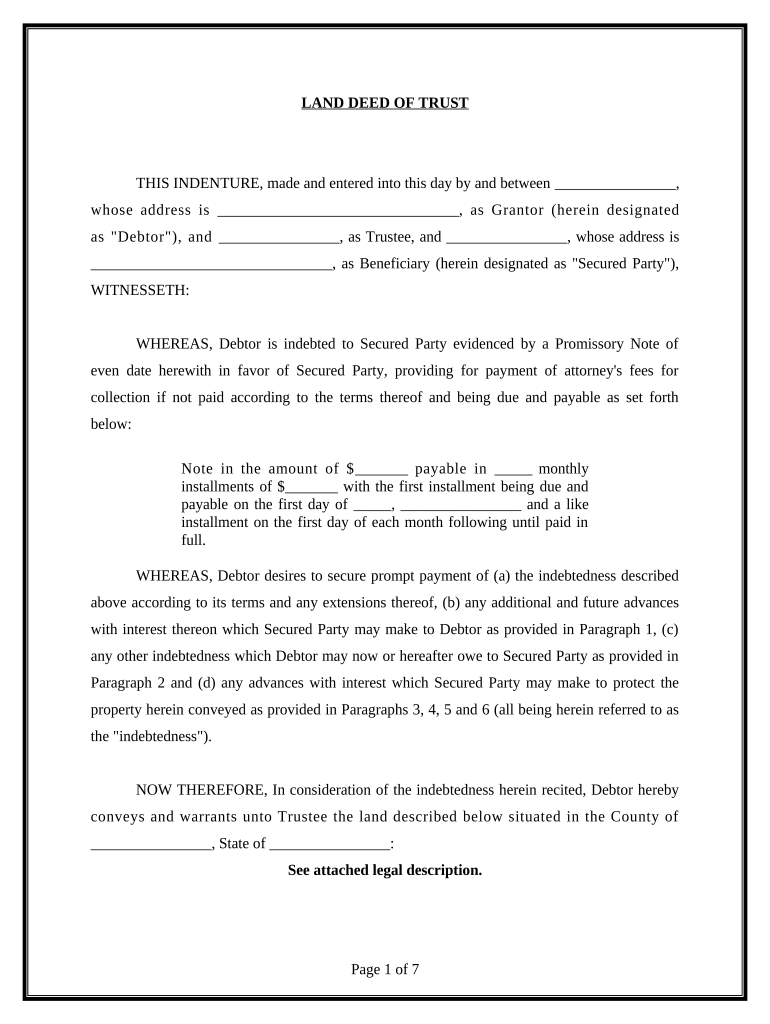 Land Deed of Trust: Fill out & sign online | DocHub