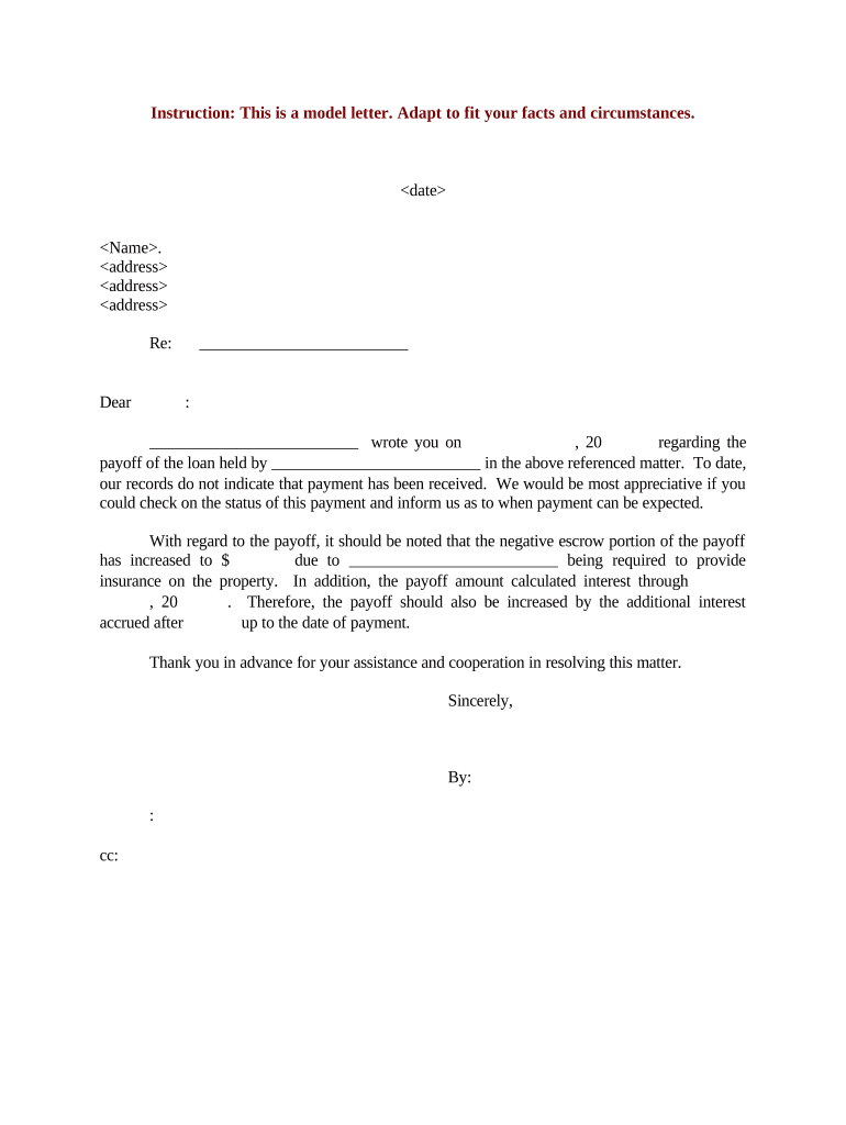 Payoff Letter Doc Template PdfFiller