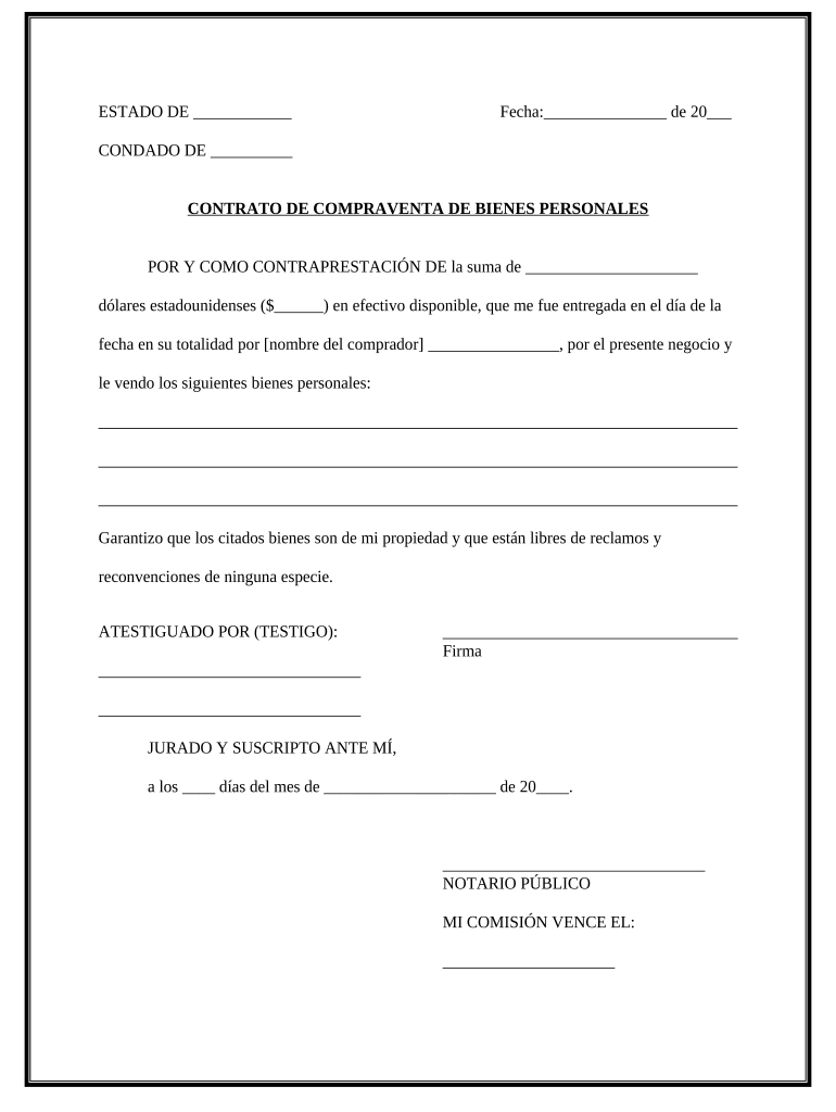 Contrato De Compra Venta Sencillo