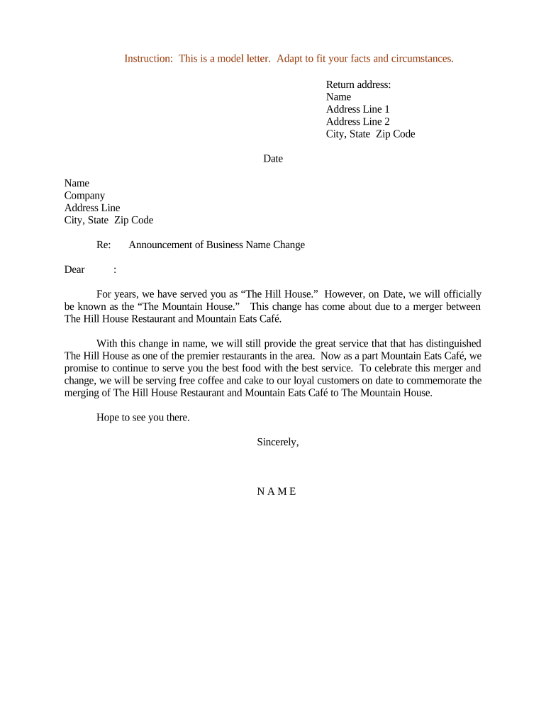 Business Name Change Letter Template To Irs