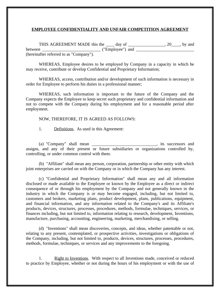 Confidentiality Agreements - Noncompetition in Employment: Fill out & sign online | DocHub