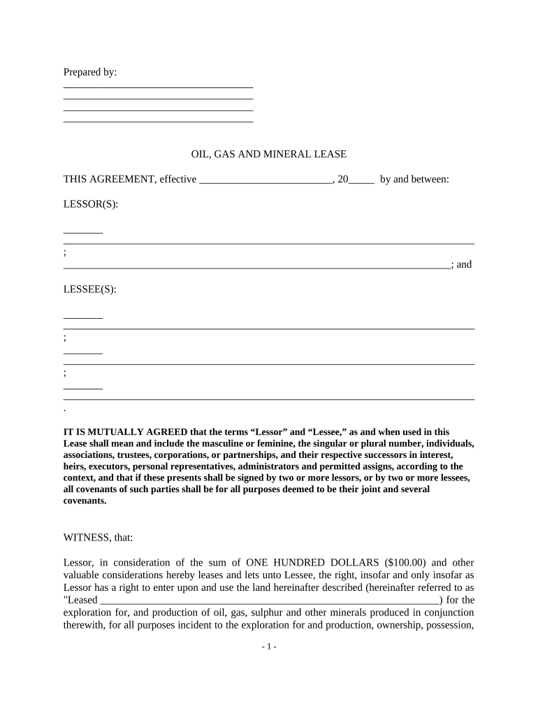 Oil, Gas and Mineral Lease: Fill out & sign online | DocHub
