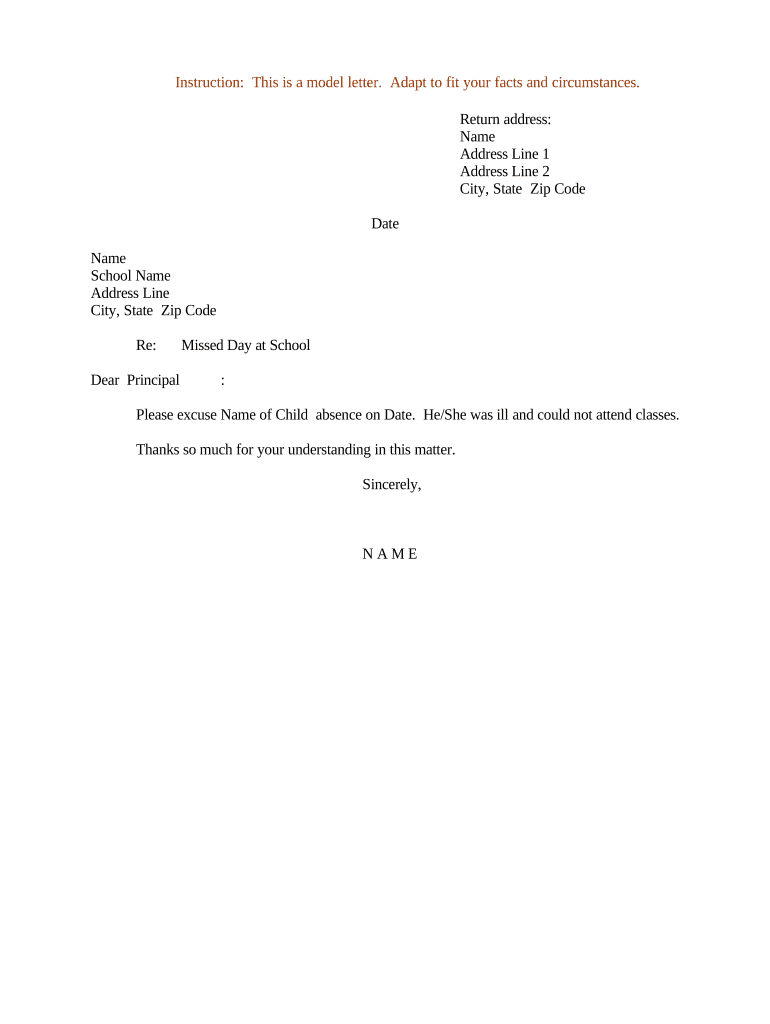 Excuse Letter For School For Being Sick