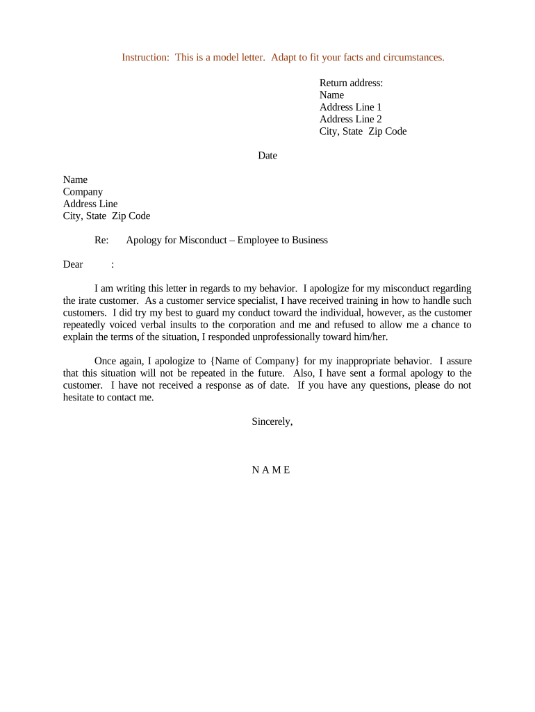 Sample Letter Apology Doc Template PdfFiller