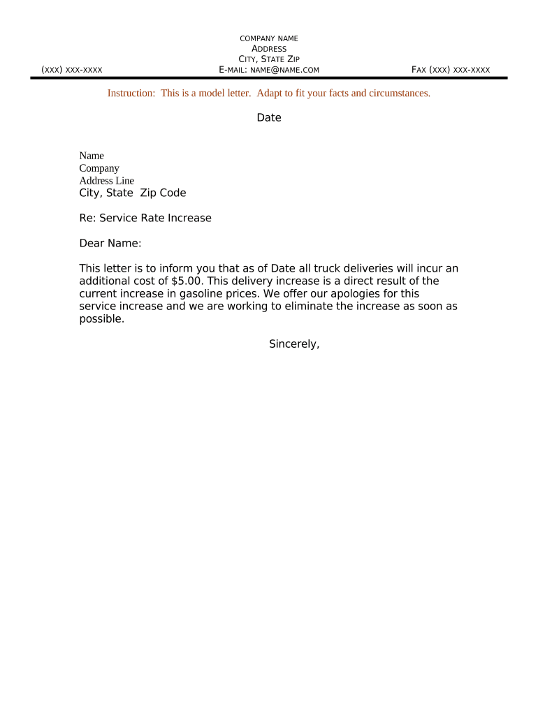 Letter Rate Increase Doc Template PdfFiller