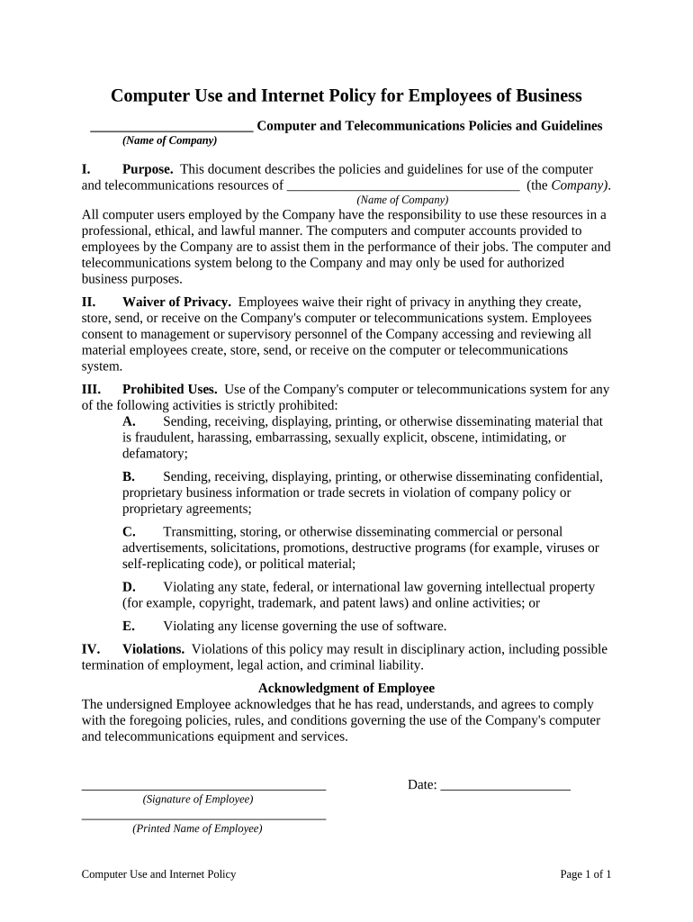 Policy Employees Doc Template PdfFiller