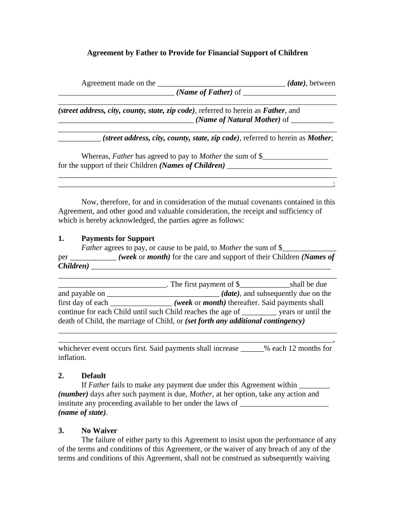 agreement children Doc Template | pdfFiller