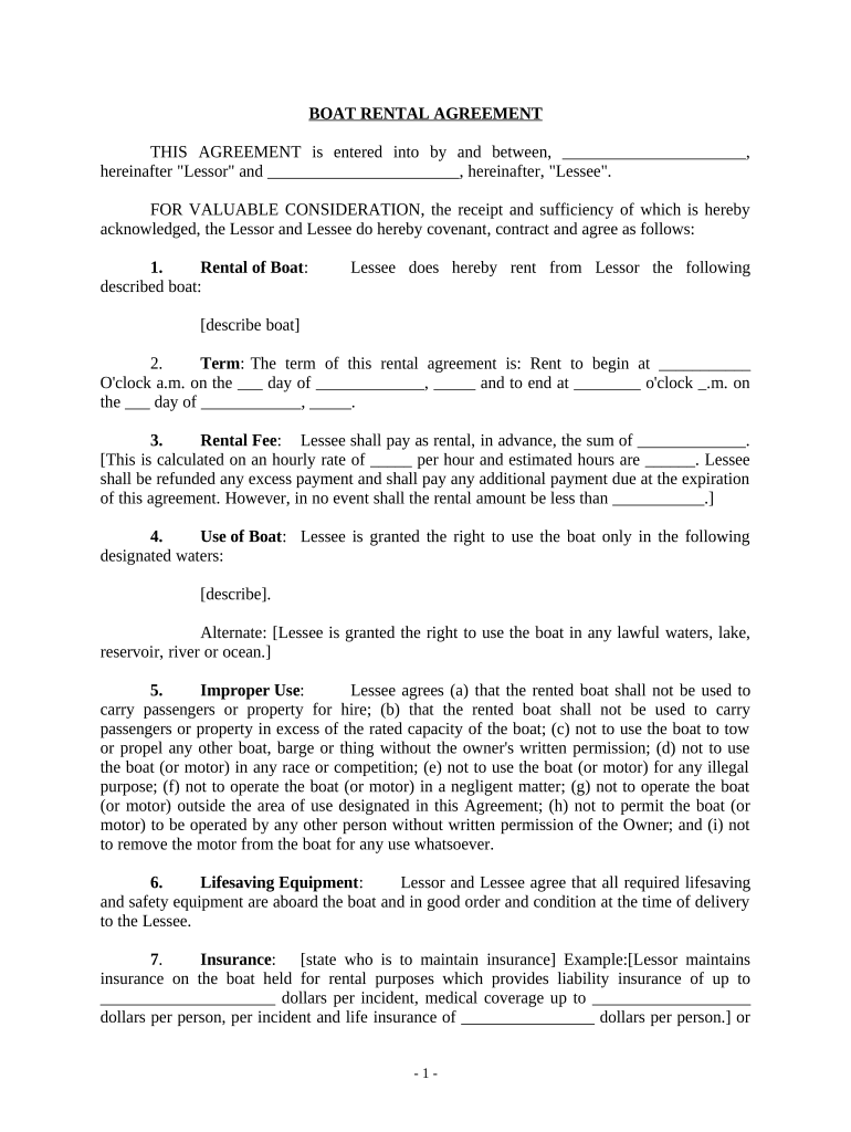 Boat Rental Agreement Template Fill Out Sign Online DocHub