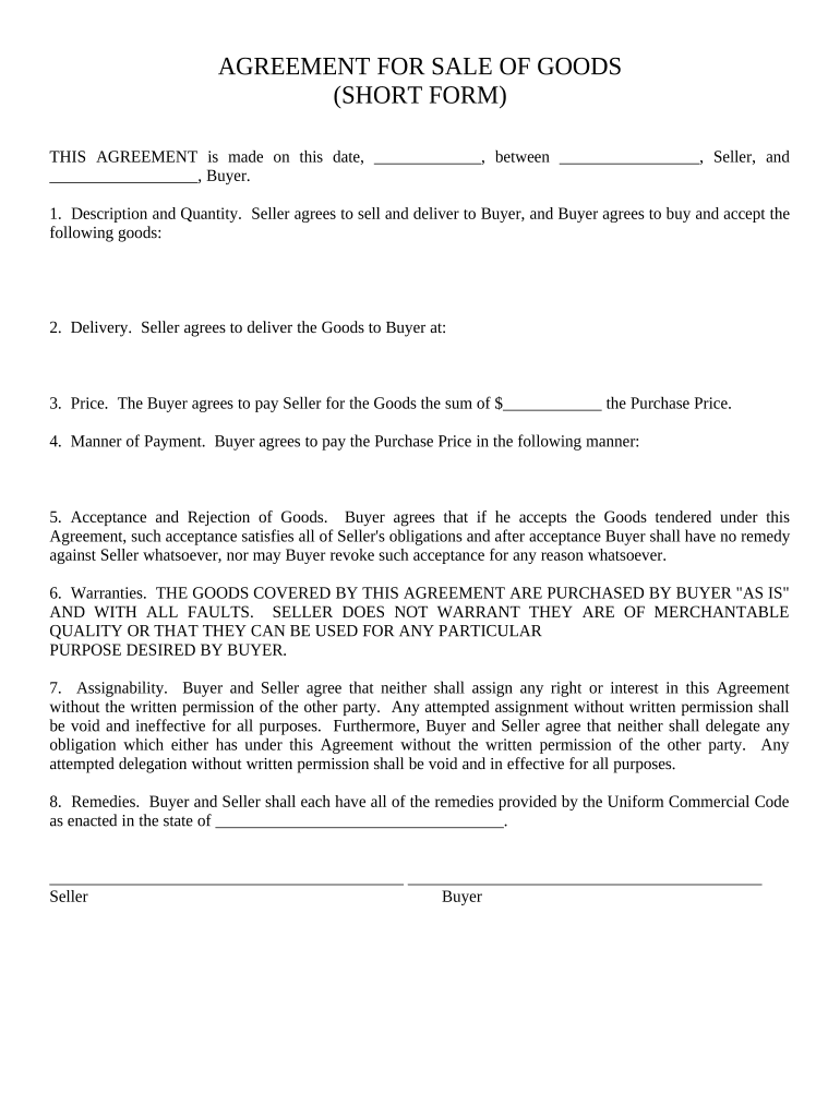 Sale goods form: Fill out & sign online | DocHub