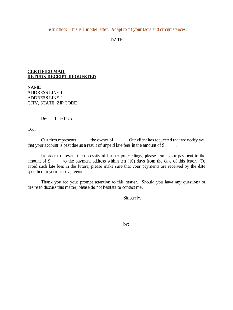 Letter Late Fees Doc Template PdfFiller