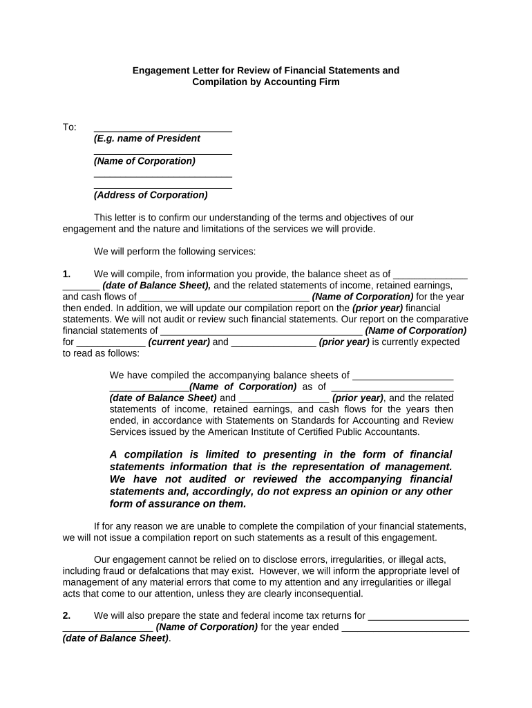 Engagement Letter Template Fill Out Sign Online DocHub