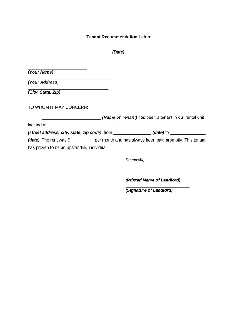 Sample Tenant Recommendation Letter Doc Template PDFfiller