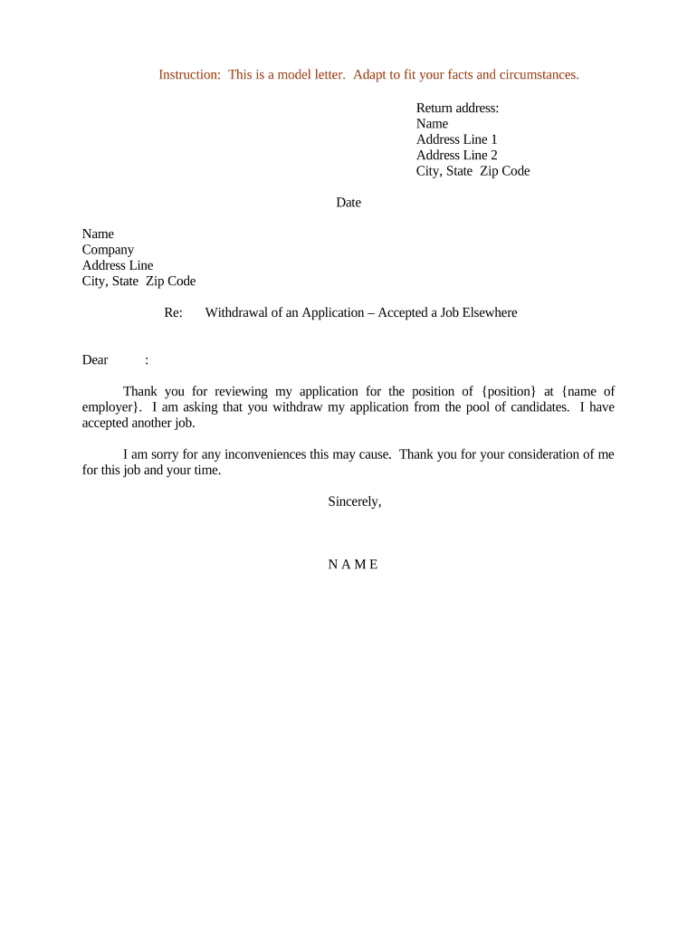 Withdrawal Letter Of Application Doc Template PdfFiller