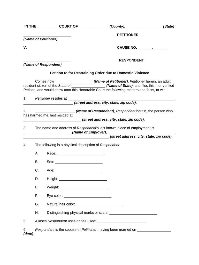Petition restraining: Fill out & sign online | DocHub