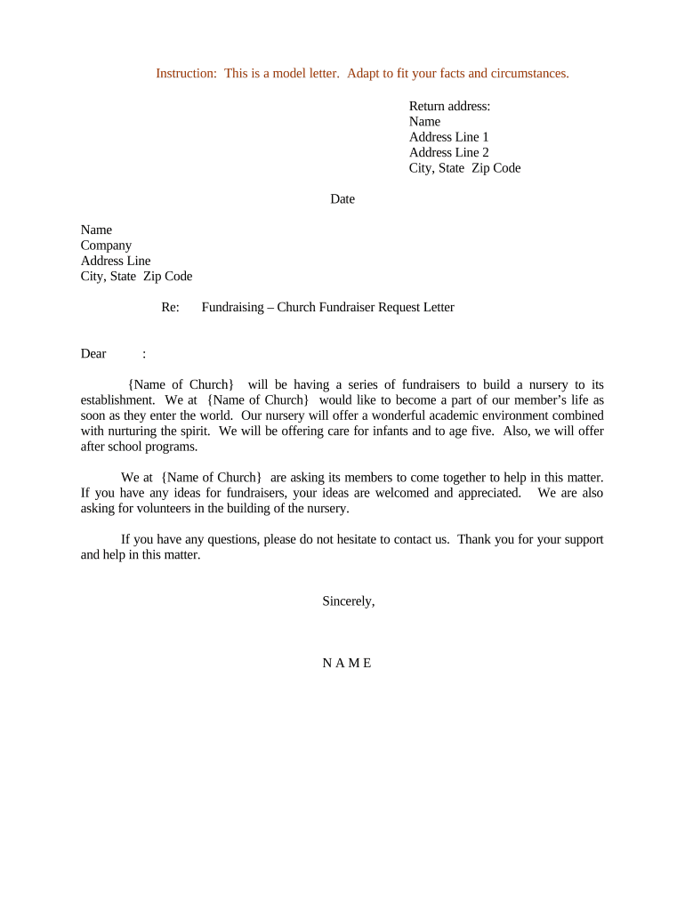 Sample Letter For Church Fundraiser Re Letter Doc Template PdfFiller