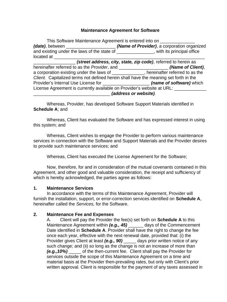 Maintenance Contract Template Word Fill Out Sign Online DocHub