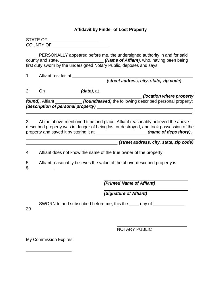Affidavit Lost Doc Template PdfFiller