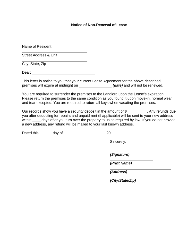 Non Renewal Of Contract Letter Fill Out Sign Online DocHub