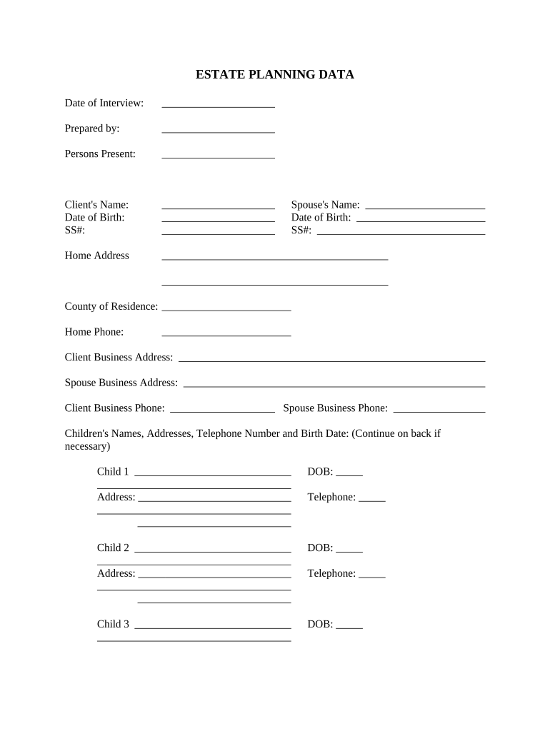 Estate Planning Doc Template PdfFiller