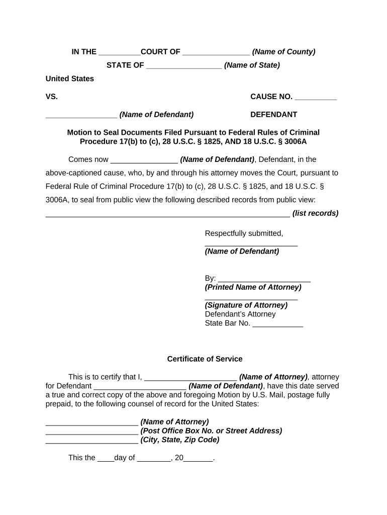 Sample Motion To Seal Court Records Doc Template PdfFiller