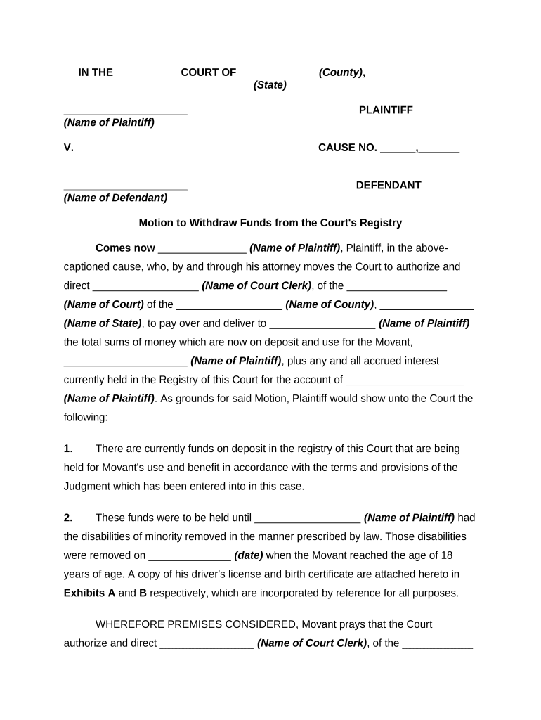 Motion Withdraw Doc Template PdfFiller