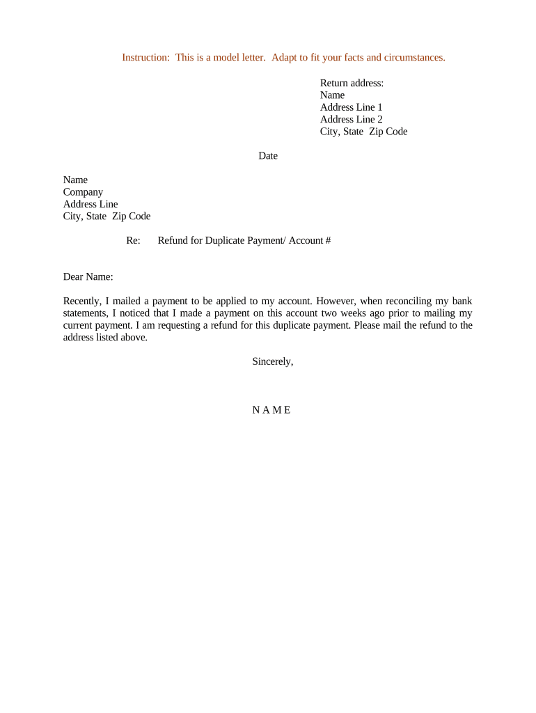 Refund Letter Sample Fill Out Sign Online DocHub