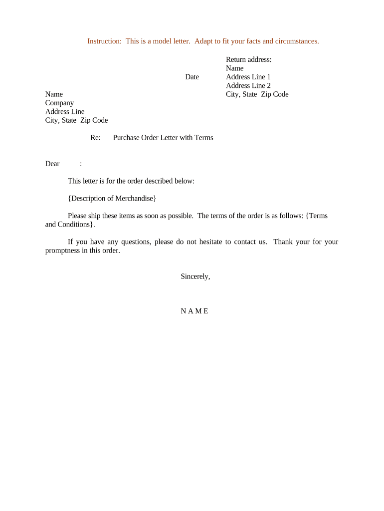 Purchase order letter: Fill out & sign online | DocHub
